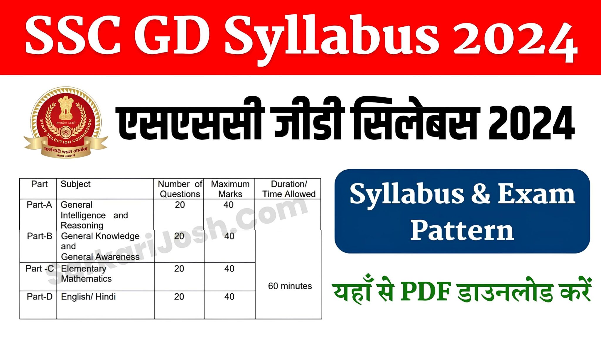 SSC GD Syllabus 2025 In Hindi PDF Download : एसएससी जीडी कांस्टेबल ... SSC GD Syllabus 2025 In Hindi PDF Download : एसएससी जीडी कांस्टेबल ...